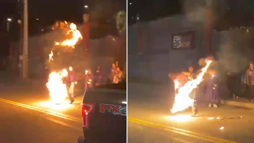 Anti-ICE Protester Accidentally Sets Himself on Fire While Burning US ...